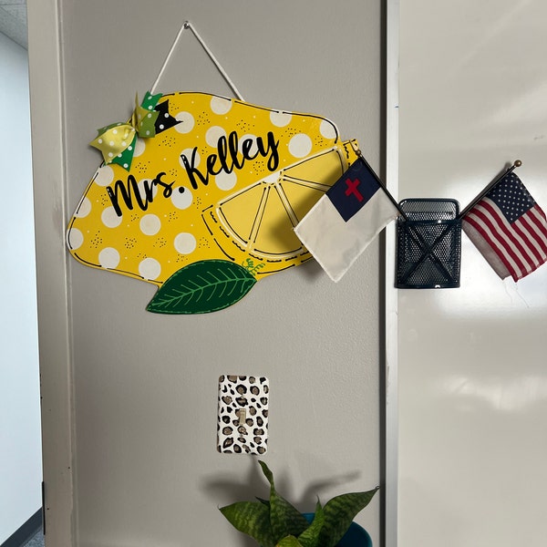 Personalized LEMON TEACHER SIGN Class Classroom Name Room Door Plaque ...