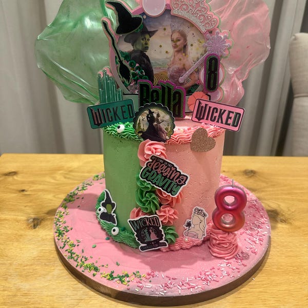 Wicked Inspired 3D Shaker, Cake Topper. Personalised. Birthday - Etsy UK