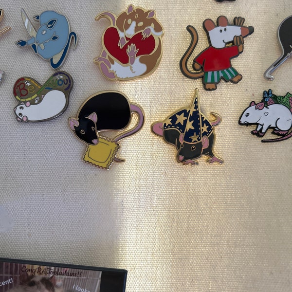 Set of 2 Rat Enamel Pins - Ravioli Rat & Wizard Rat - Etsy
