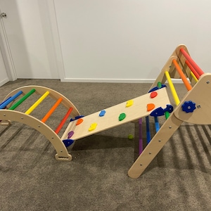 Foldable Triangle and Ramp Wood Play Gym Triangle With Ramp Toddler ...