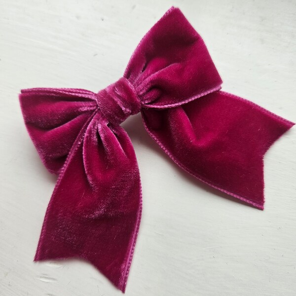 Larger & Smaller Fuchsia Velvet Bows, Hair Bow Gift, Bow Bundle ...