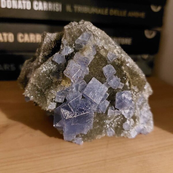 Blue Botryoidal Gibbsite Mineral on Matrix With White Aragonite Trace ...
