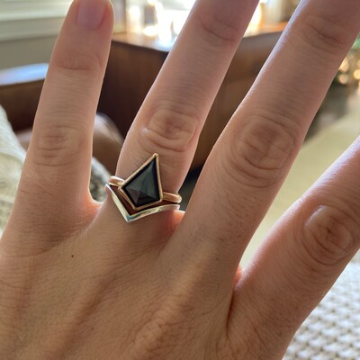 V Ring Set, Stacking Ring, Chevron Ring, Minimalist Ring, Wedding Band ...