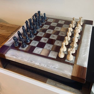 Red Lava Maple Wood Chess Board (with Border) - Etsy