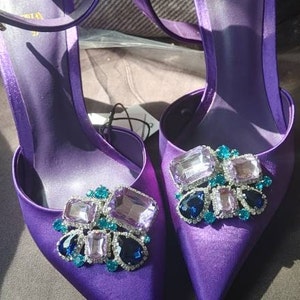 Navy Satin Triple Bow Shoe Clips - Etsy