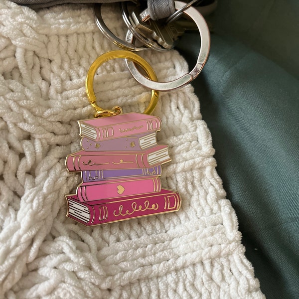 Book Lovers Gold Enamel Keychain - Etsy