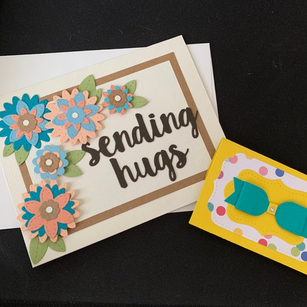 Handmade Card - Sending Hugs Card - Friendship Card - Card With Flowers ...