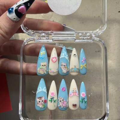 115 rainbow Bunny Kawaii Cute 3D Rabbits Charm Ombre Press on Nails ...