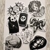 50 Cool Black and White Goth Laptop Stickers Dark Skull Tattoo Decals ...