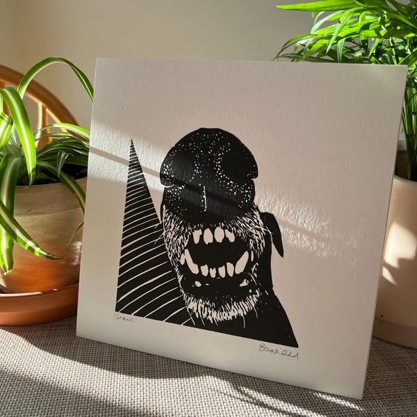 Greyhound Signed Original Lino Print - Snaws (teefs) - Etsy