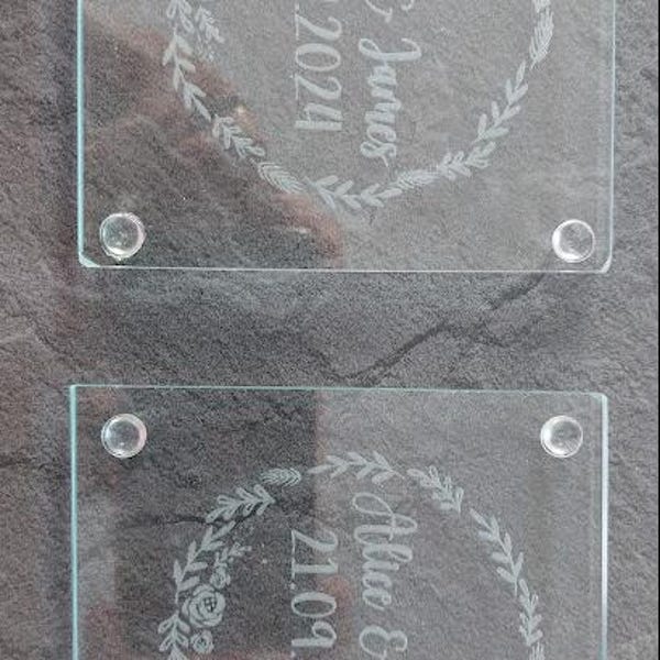 Glass Coaster Personalised Custom Text Name Laser Engraved Gift ...