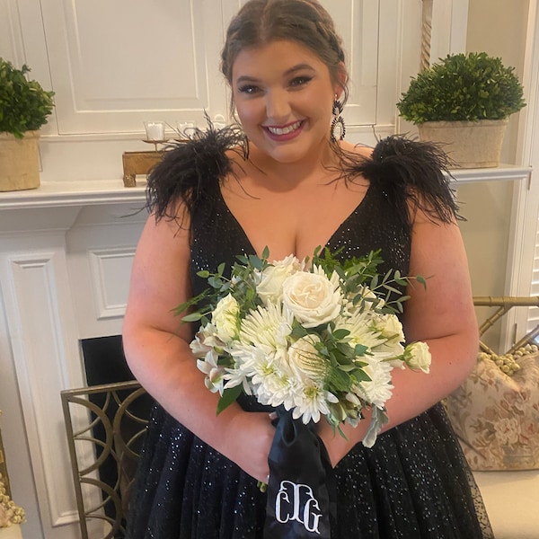 Prom Bouquet Ribbon, Preppy Prom Embroidered Ribbon, Wedding or Prom ...