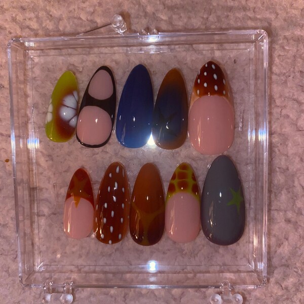 Cat Eye Color Nails/nails Press On/handmade Nails/popular Nails/y2k ...