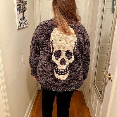 Crochet Skull Cardigan Pattern Crochet Sweater Pattern - Etsy
