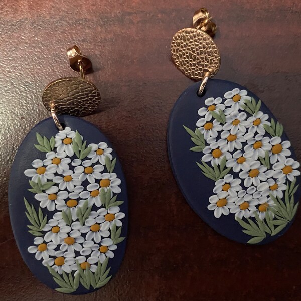 Daisy Polymer Clay Earrings Daisy Earrings Clay Earrings Painted Flower ...