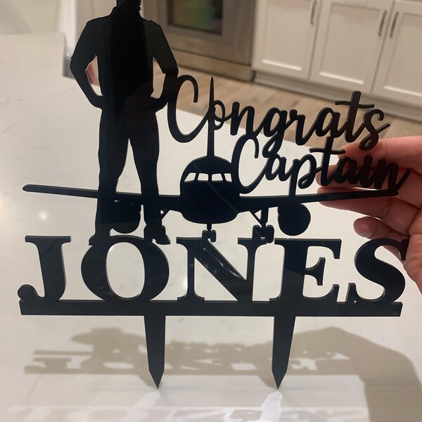 Birthday Cake Topper Aviation, Pilot Cake Topper, Personalized Cake ...