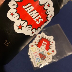 Name Sticker with Black Shadowing Vinyl Water Resistant or | Etsy