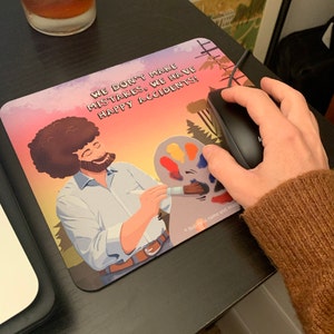 Bob Ross Squirrel Mouse Pad Let's Get Crazy Bob Ross the | Etsy