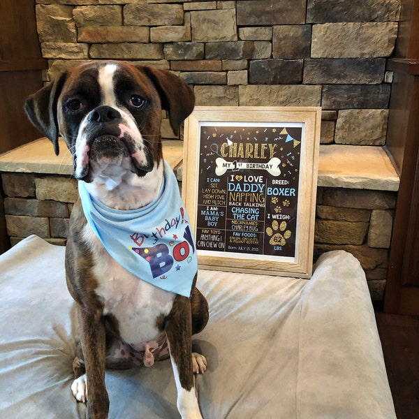 EDITABLE Puppy Dog Birthday Chalkboard Poster. Dog Printable Milestone ...