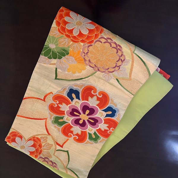 Shipping Free Vintage Japanese Obi 100% Silk, Rare, Patterns on Both ...