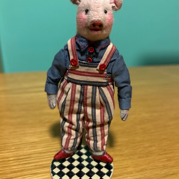 Textile Teddy Rabbit Doll in Vintage Style, Interior Toy on a Stand, a ...