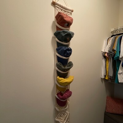 Macrame Baseball Cap Hanger Wall Mounted Hat Display Rack Handmade ...