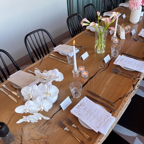 Hand Drawn Mini Wavy Border Dinner Party Menu, Rehearsal Dinner Menu ...