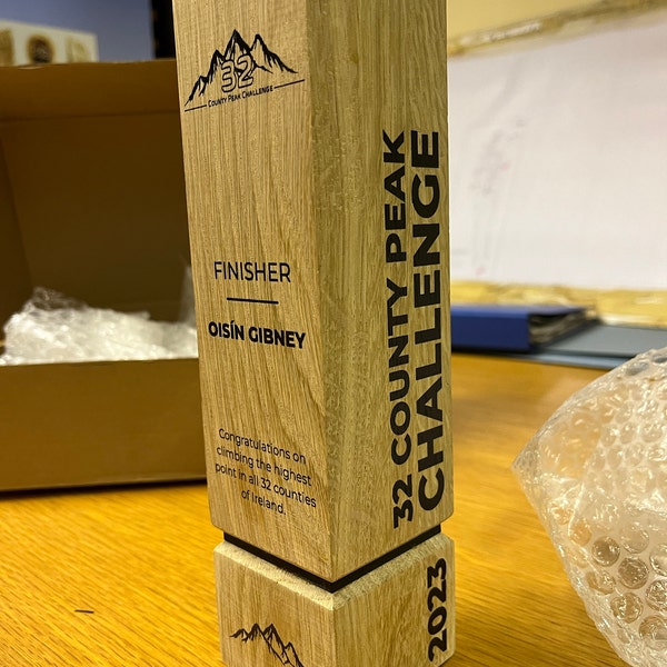 Handmade Oak Trophy Decorated With Black UV Printing on Two Sides ...