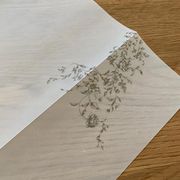 Prefolded Vellum Jacket for 5x7, Floral Vellum Paper, Wedding Invite ...