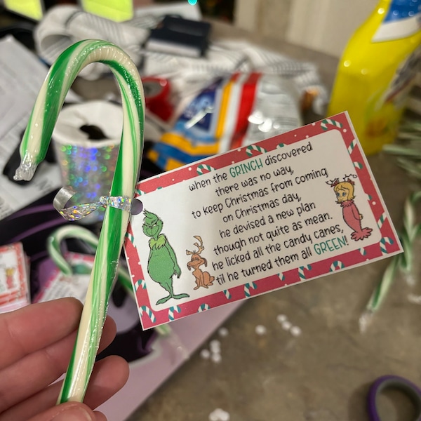 Grinch Candy Cane Tags Printable - Christmas Tag for Candy Canes - 3.5 ...