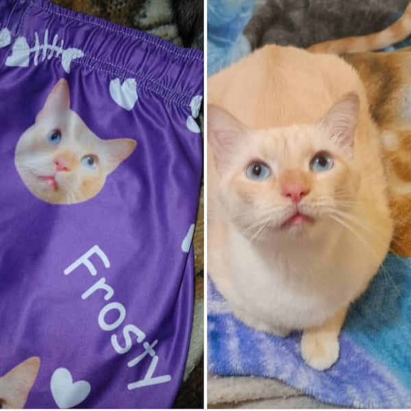 Custom Pajama Pants, Cat Pajama Pants, Face Pajamas With Pocket, Mens ...