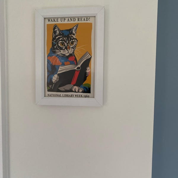 Cat Reading Poster - Wake up and Read! - National Library Week 1960 ...