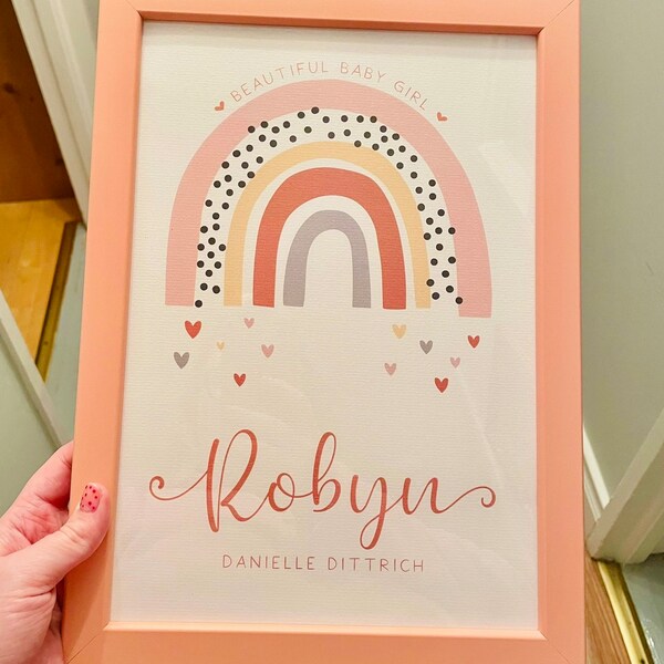New Baby Print - Framed or Print Only, Personalised Baby Print, Birth ...