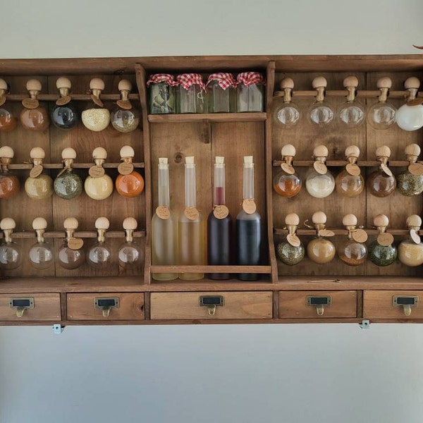 30 Bubbles Wooden Spice Cabinet Wood Stain - Etsy