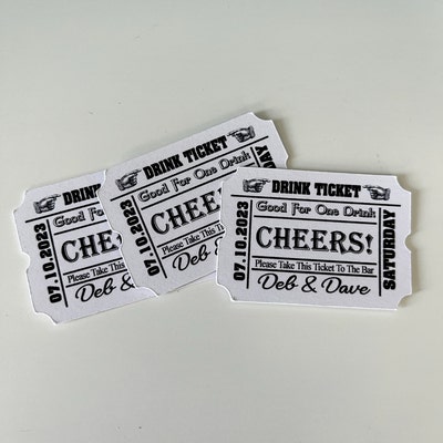 Personalised Wedding Guest Free Drink Tokens, Drink Tickets, Favour ...