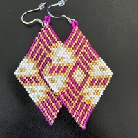 Seed Bead Earrings Pattern Bundle, 5 Patterns Looped Fringe Beaded ...