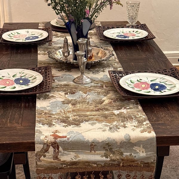 Green Toile Tea Towel, French Country Hand Towel, Kitchen Linen, Green ...