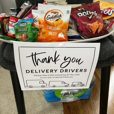 Delivery Driver Thank You Appreciation Snack Sign Printable 8.5x11 for ...