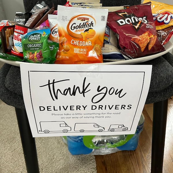Delivery Driver Thank You Appreciation Snack Sign Printable | 8.5x11 ...