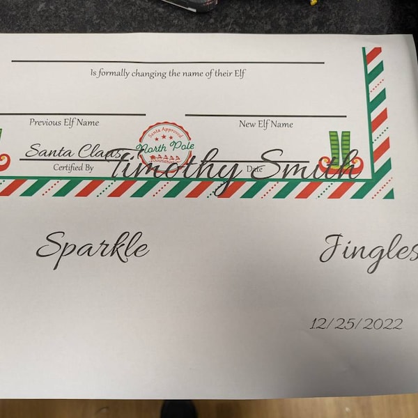 Baby Elf Birth Certificate | Printable Editable | Baby Elf | Print-at ...