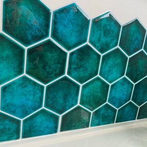 Green Hexagon Peel and Stick Wall Tile Kitchen Backsplash - Etsy