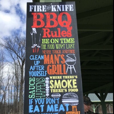 Custom BBQ Sign, Bbq Rules Printable Chalkboard for Him, Customized BBQ ...