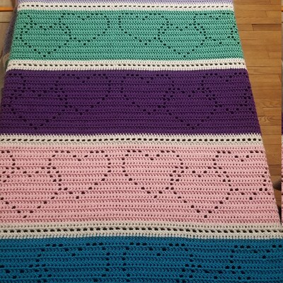 Linked Hearts Blanket Filet Crochet Pattern - Etsy