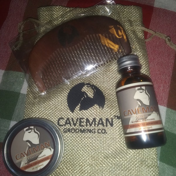 Hand Crafted Caveman® Beard Oil Mens Beard Conditioner, FREE Wooden ...