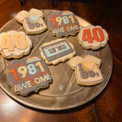 Vintage 40th Birthday Cookies - Etsy