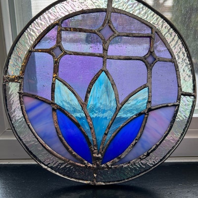 Lotus Flower Stained Glass Pattern, Stained Glass Patterns, Digital ...