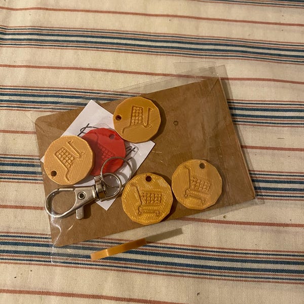 Trolley Token Keyring, UK Pound Shape Reusable Shopping Trolley Token ...