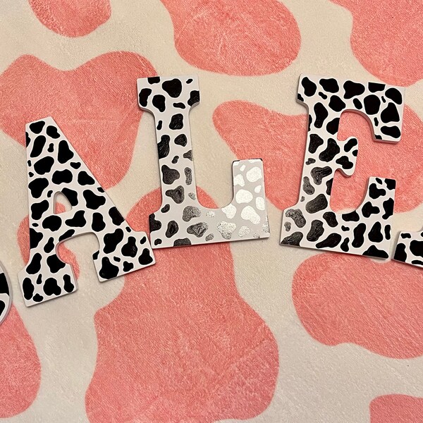 Custom Wooden Cow Print Letters Wall Decor9 - Etsy