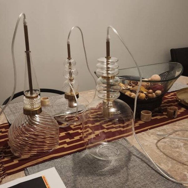 SET OF 4 Decanter Hand Blown Glass Art Green ,red,blue and Yellow ...