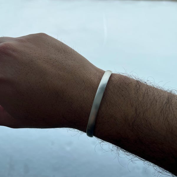 3oz, 18mm Wide Cuff Bangle / Mens Silver Bracelet / Heavy Silver Bangle ...